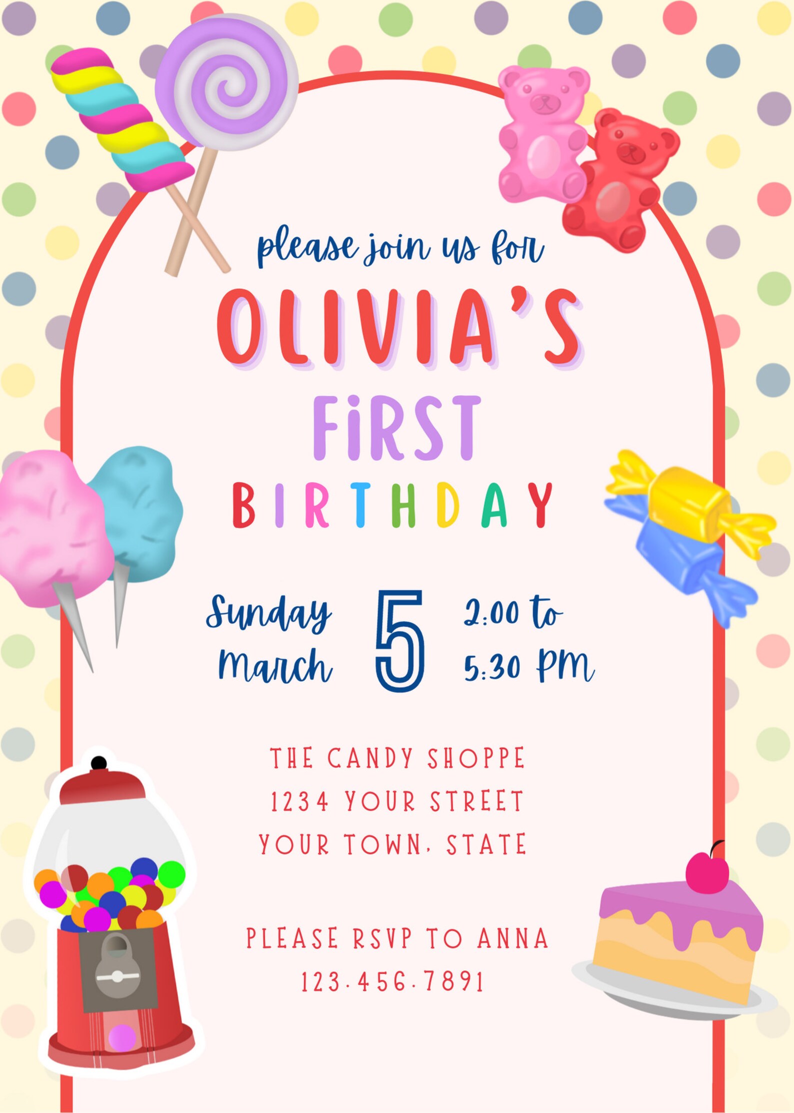 Editable Candy Invitation, Sweet Celebration Birthday Invitation ...