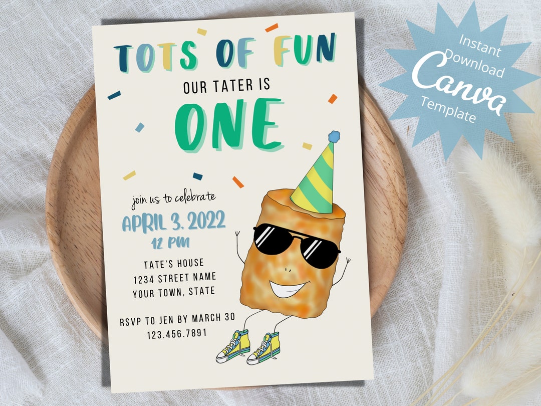 Tater Tot First Birthday Invitation, Little Tater Tot 1st Birthday ...