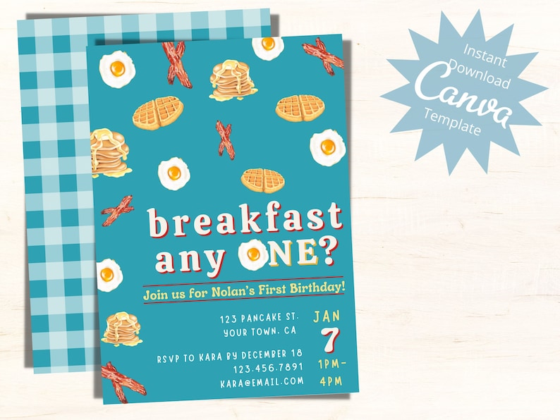 Editable First Birthday Invitation Breakfast Anyone - Etsy