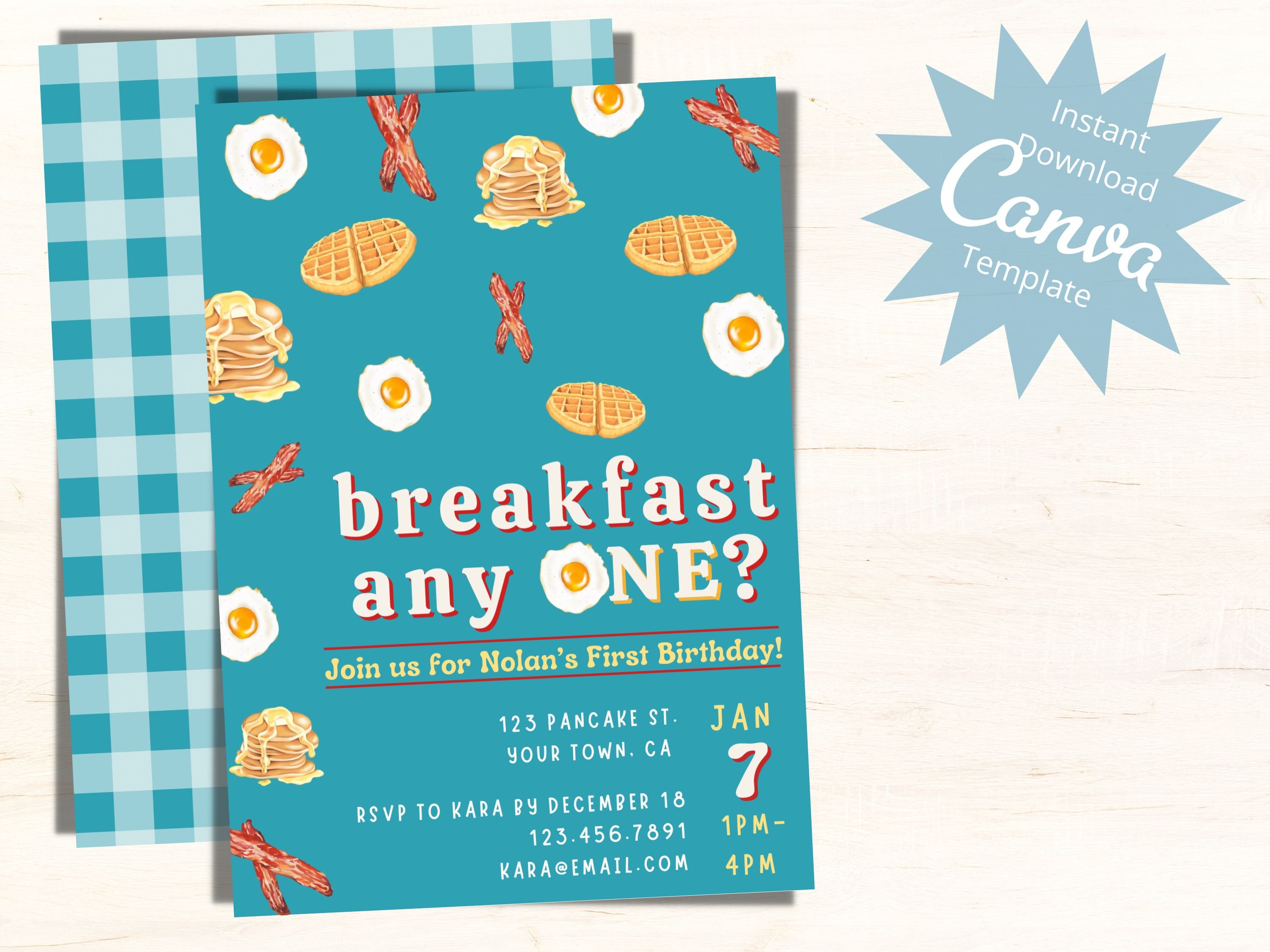 Editable First Birthday Invitation Breakfast Anyone - Etsy