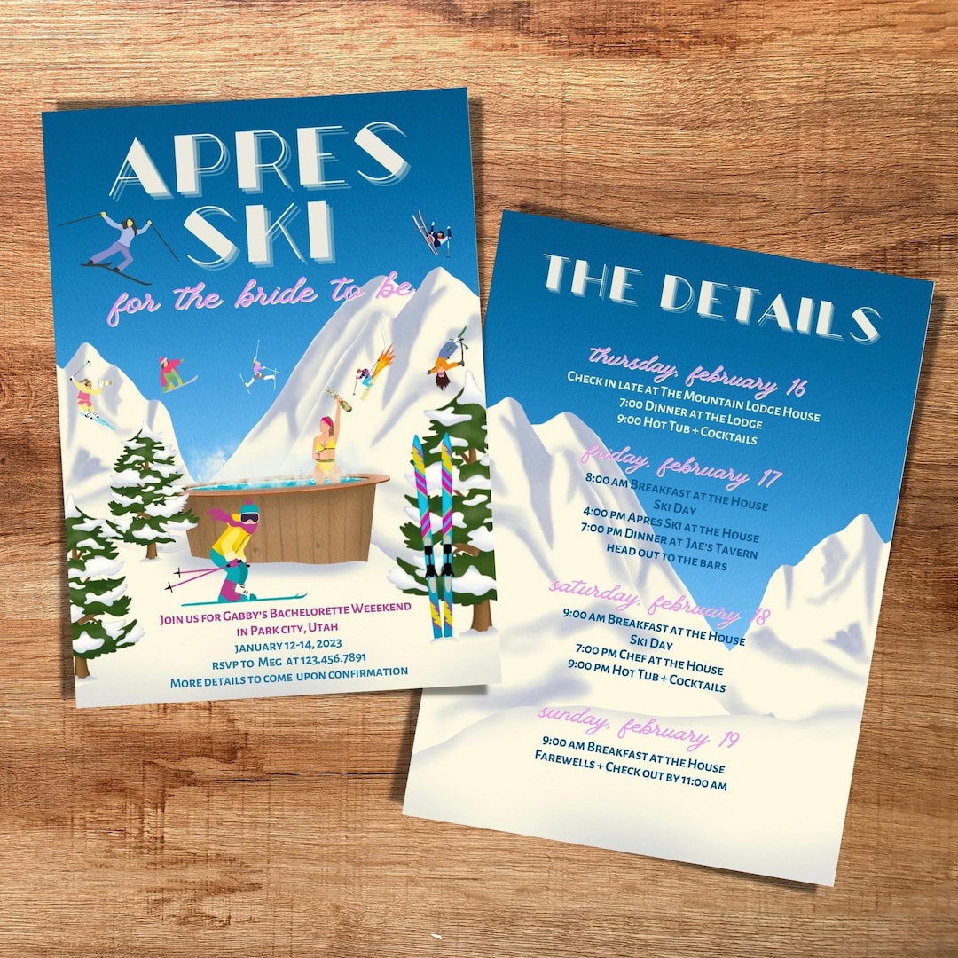Apres Ski Bachelorette Weekend Invitation and Itinerary, Winter Girls ...