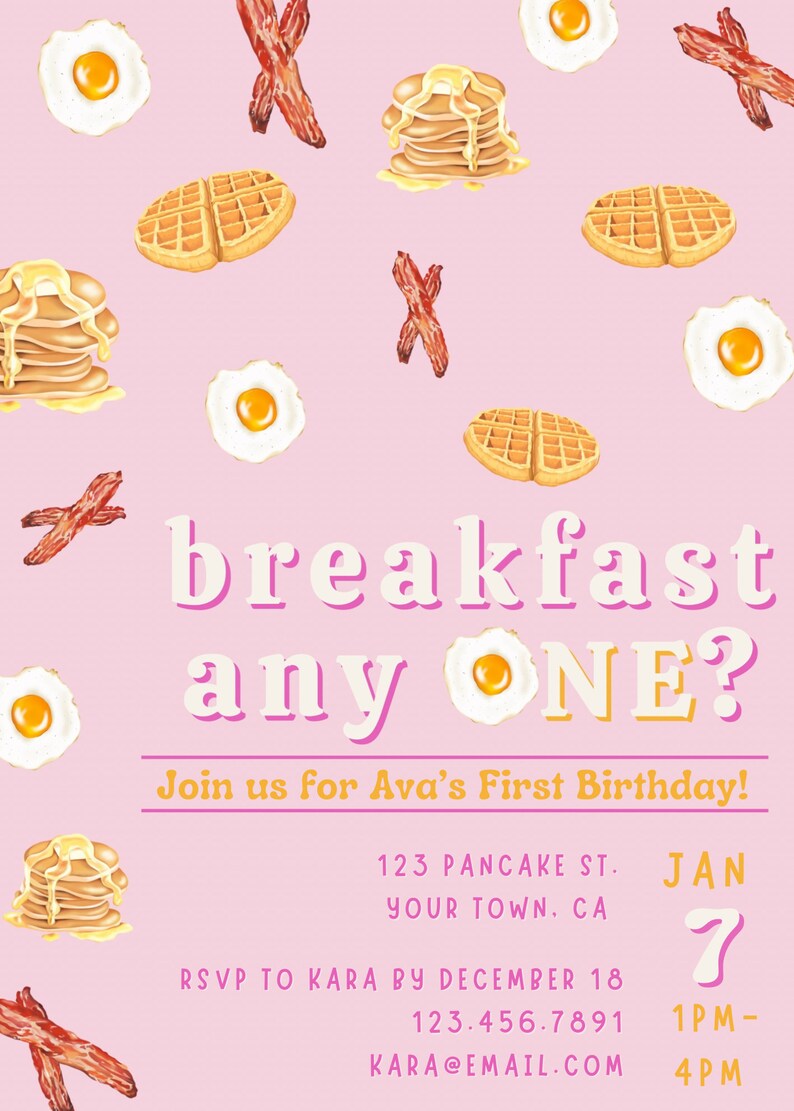 Editable First Birthday Invitation Breakfast Anyone - Etsy