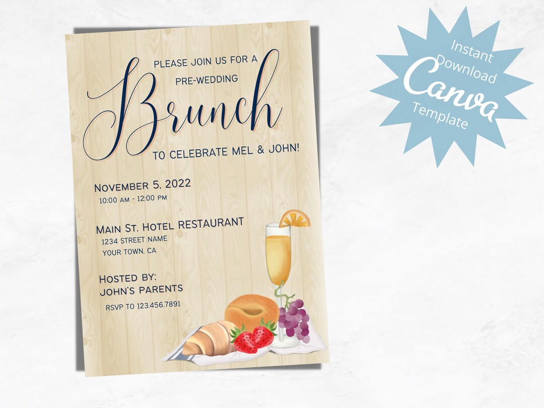 Pre Wedding Brunch Invitation, Post Wedding Bruch, Rustic Brunch ...