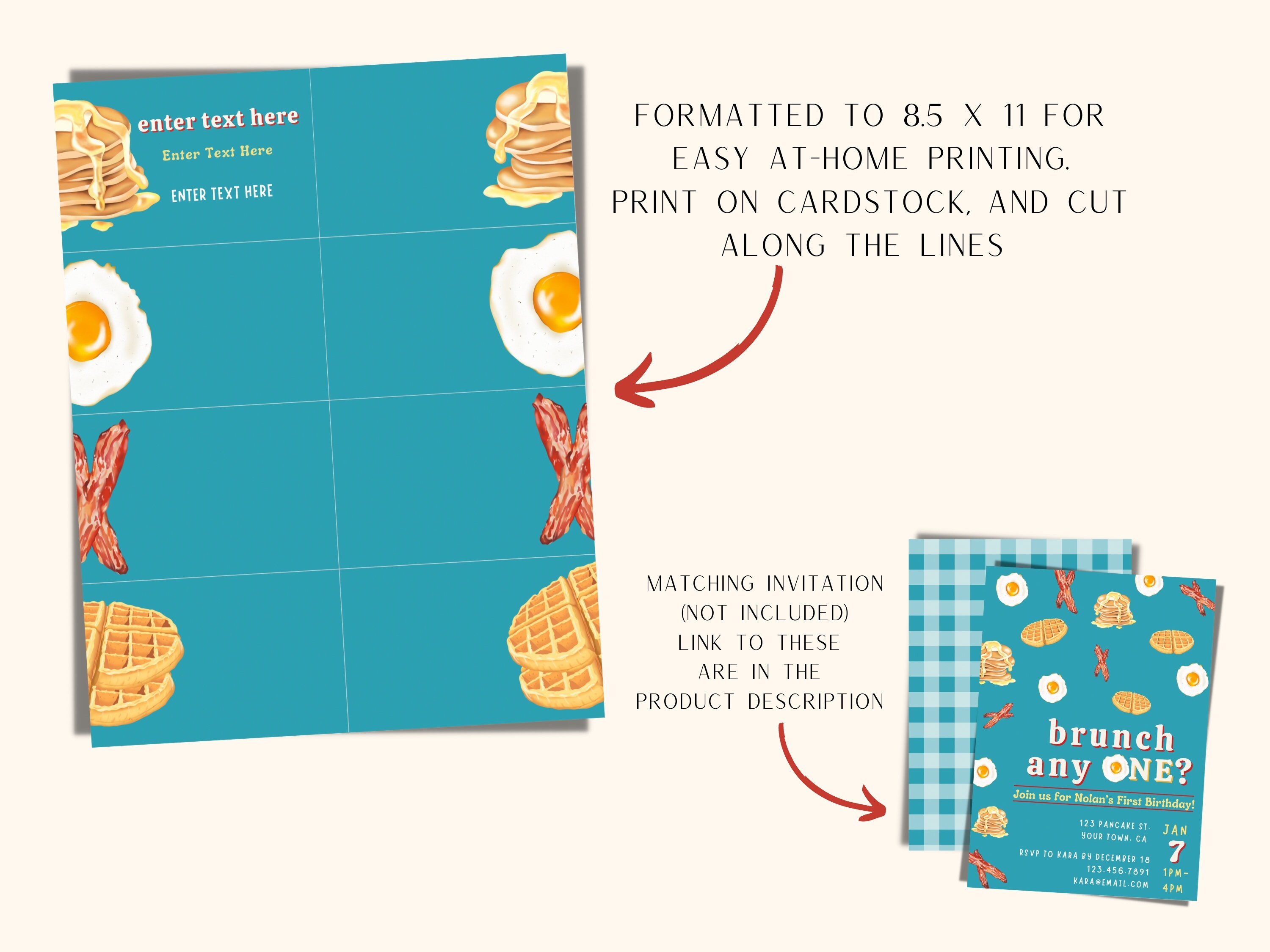 Editable Breakfast Insert Cards Breakfast Thank You Tag - Etsy