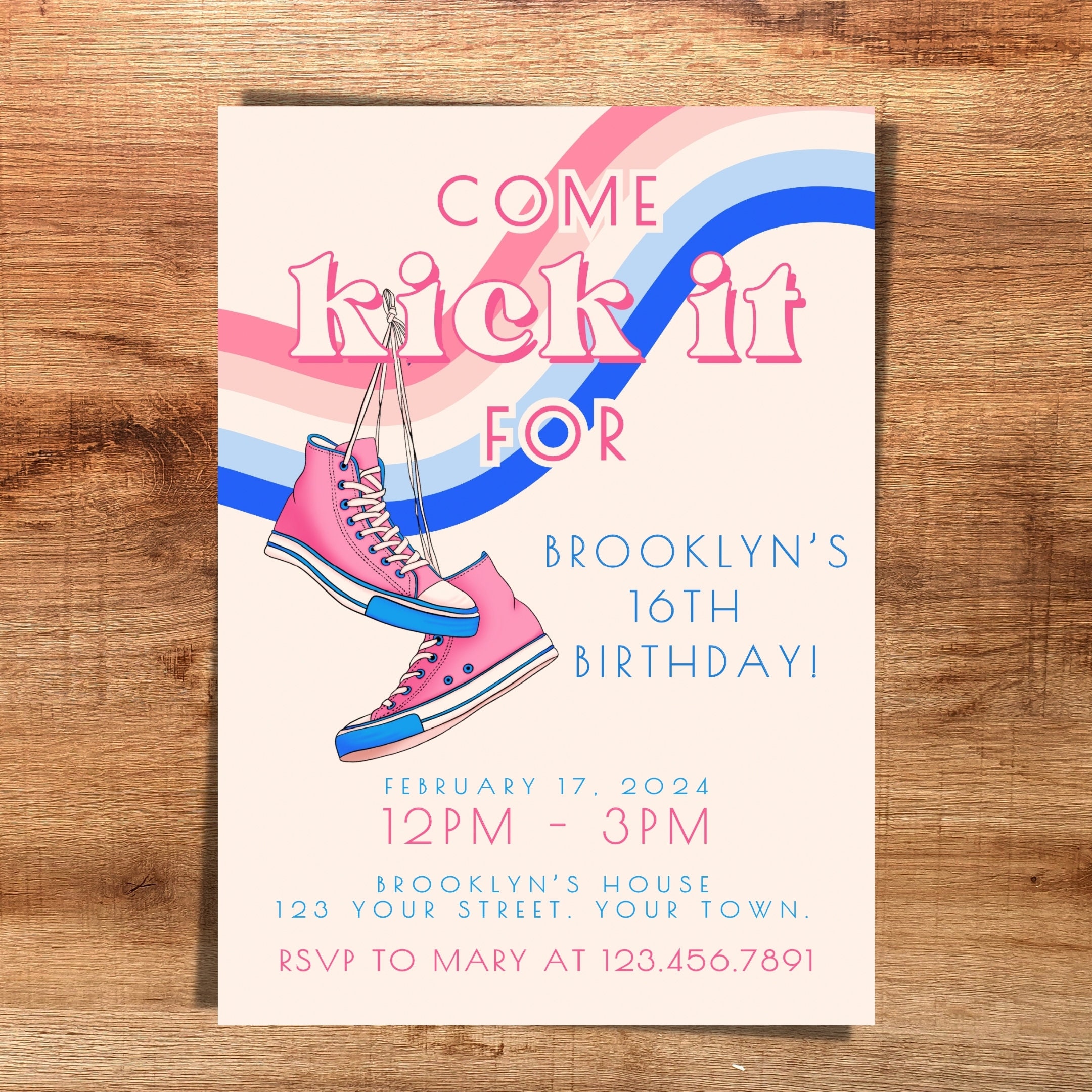 Come Kick It Sneaker Invite, Girls Sneaker Birthday Party, Sneaker Ball ...