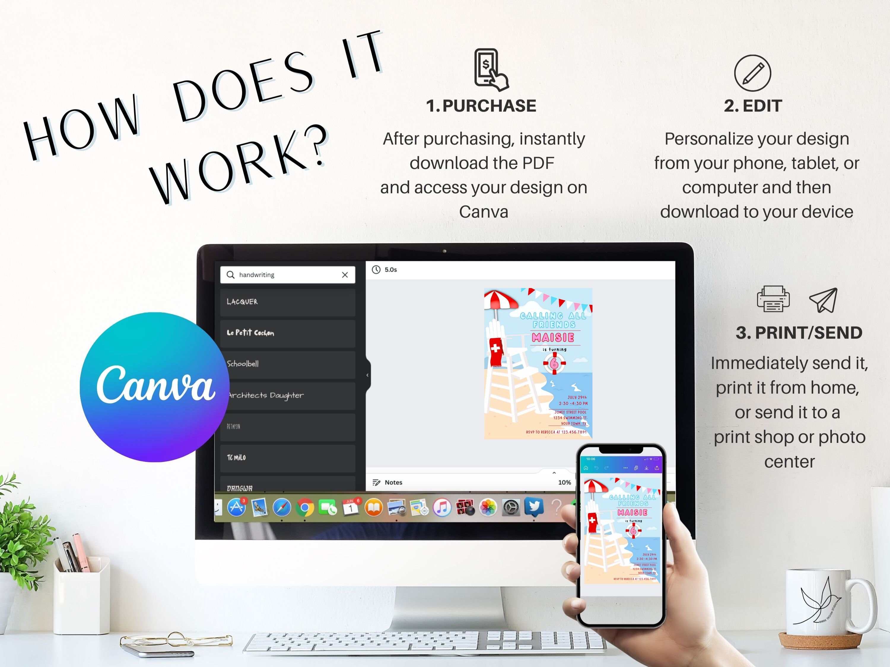 Editable Lifeguard Birthday Invitation, Beach Party Invite, Pool Party ...