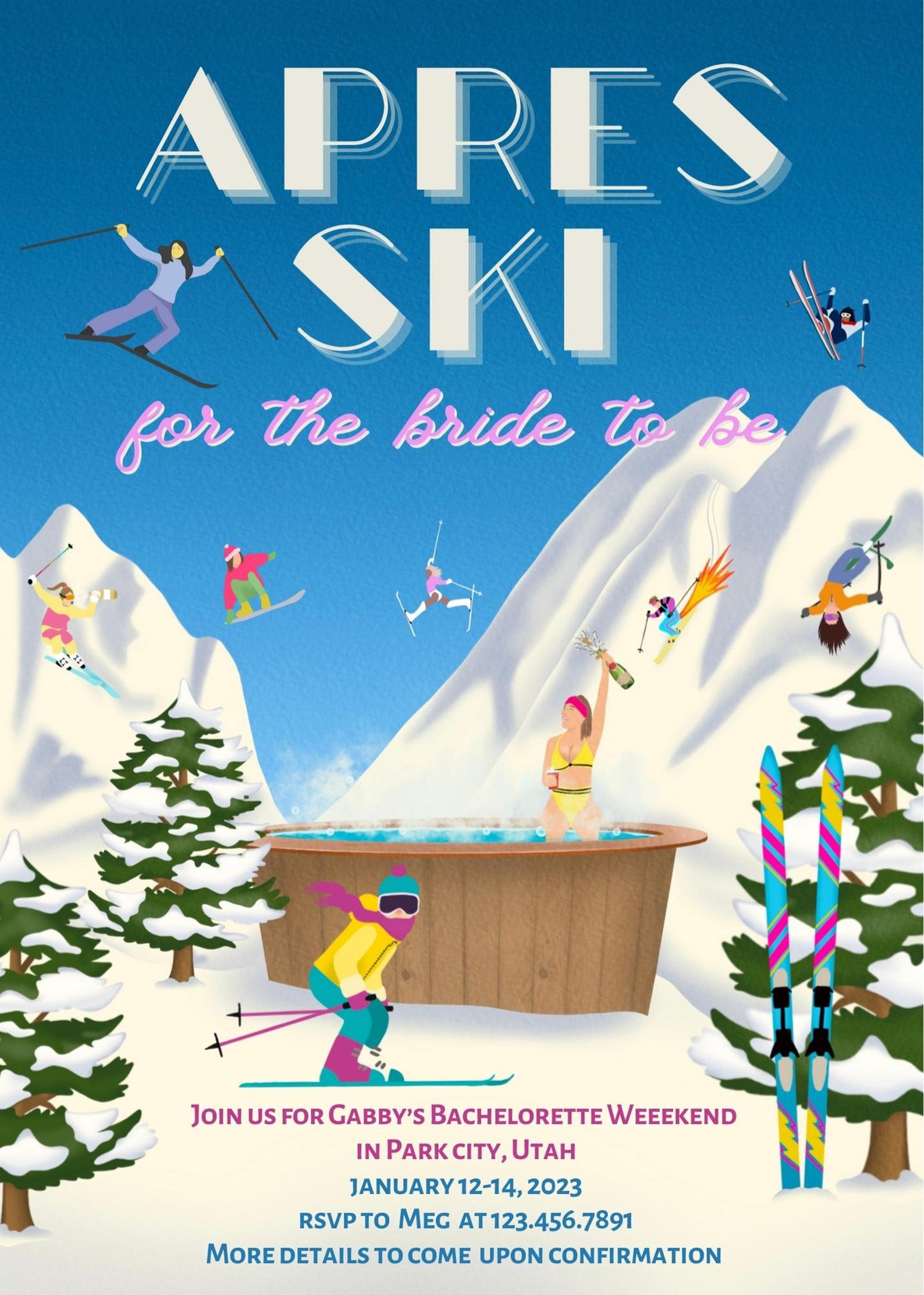 Apres Ski Bachelorette Weekend Invitation and Itinerary, Winter Girls ...