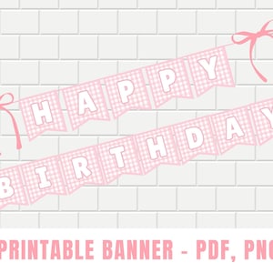Gingham Birthday Banner, Instant Download, Printable, PDF | Happy ...