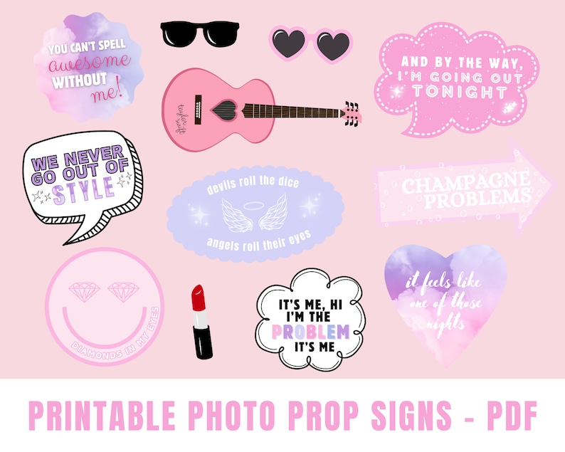 Printable Party Photo Prop Signs Instant Download Swifitie Signs and ...