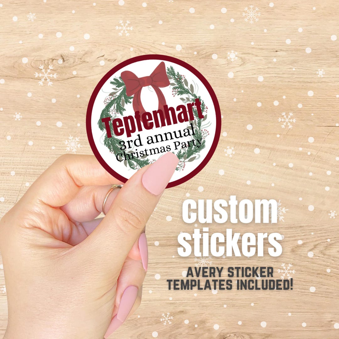 Custom Printable Christmas Party Stickers, Gift Tag Stickers | Instant ...