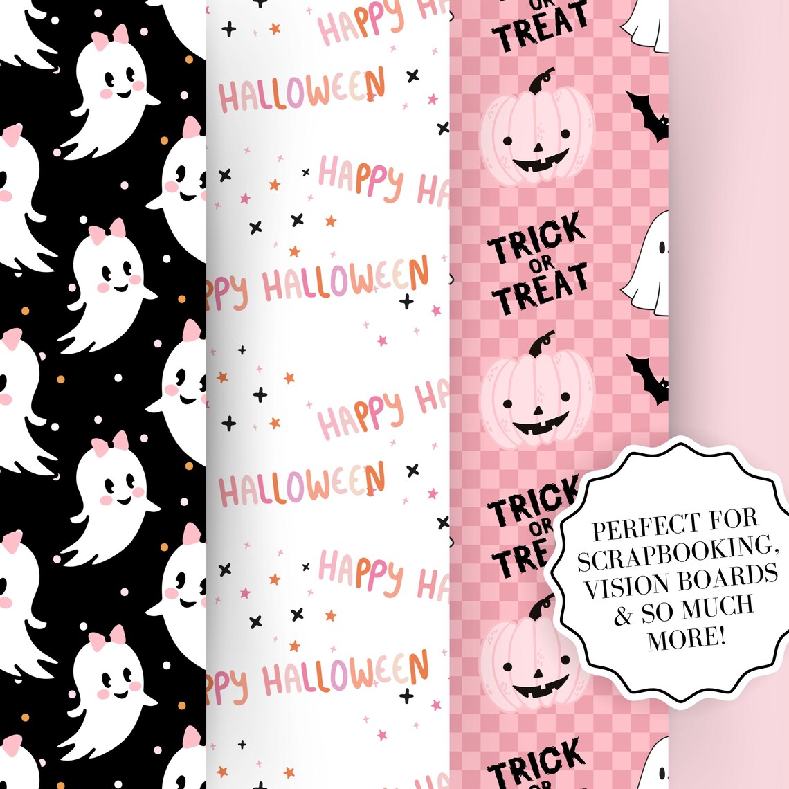 Seamless Pink Halloween Digital Paper Bundle | Instant Download ...
