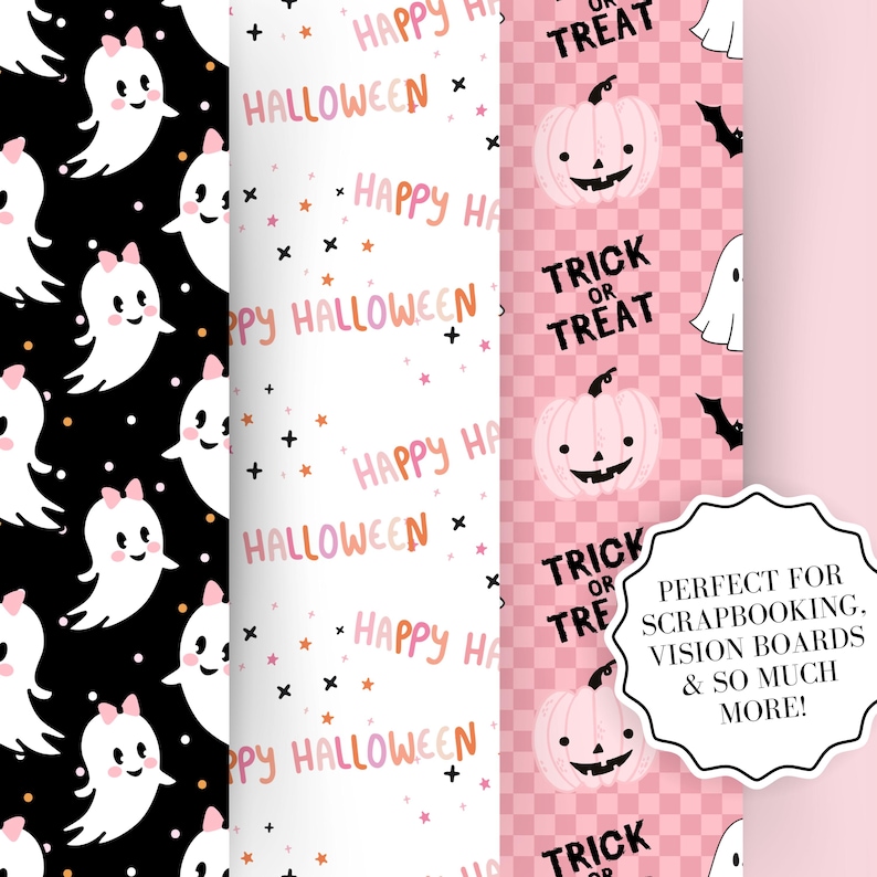Seamless Pink Halloween Digital Paper Bundle | Instant Download ...