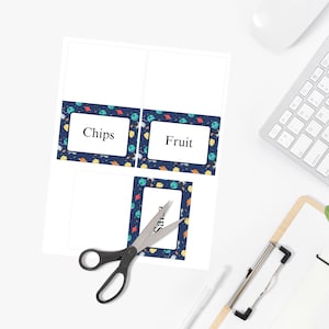 Custom Space Theme Food Labels | Printable, Editable Name, Table Cards ...