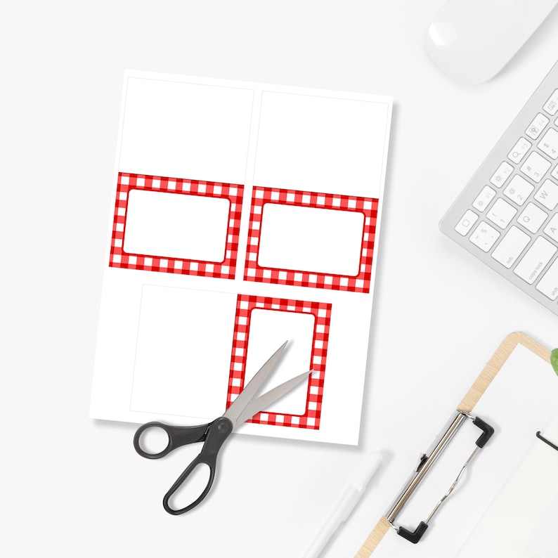 Printable Red Buffalo Gingham Print Food Labels, Name and Table Cards ...
