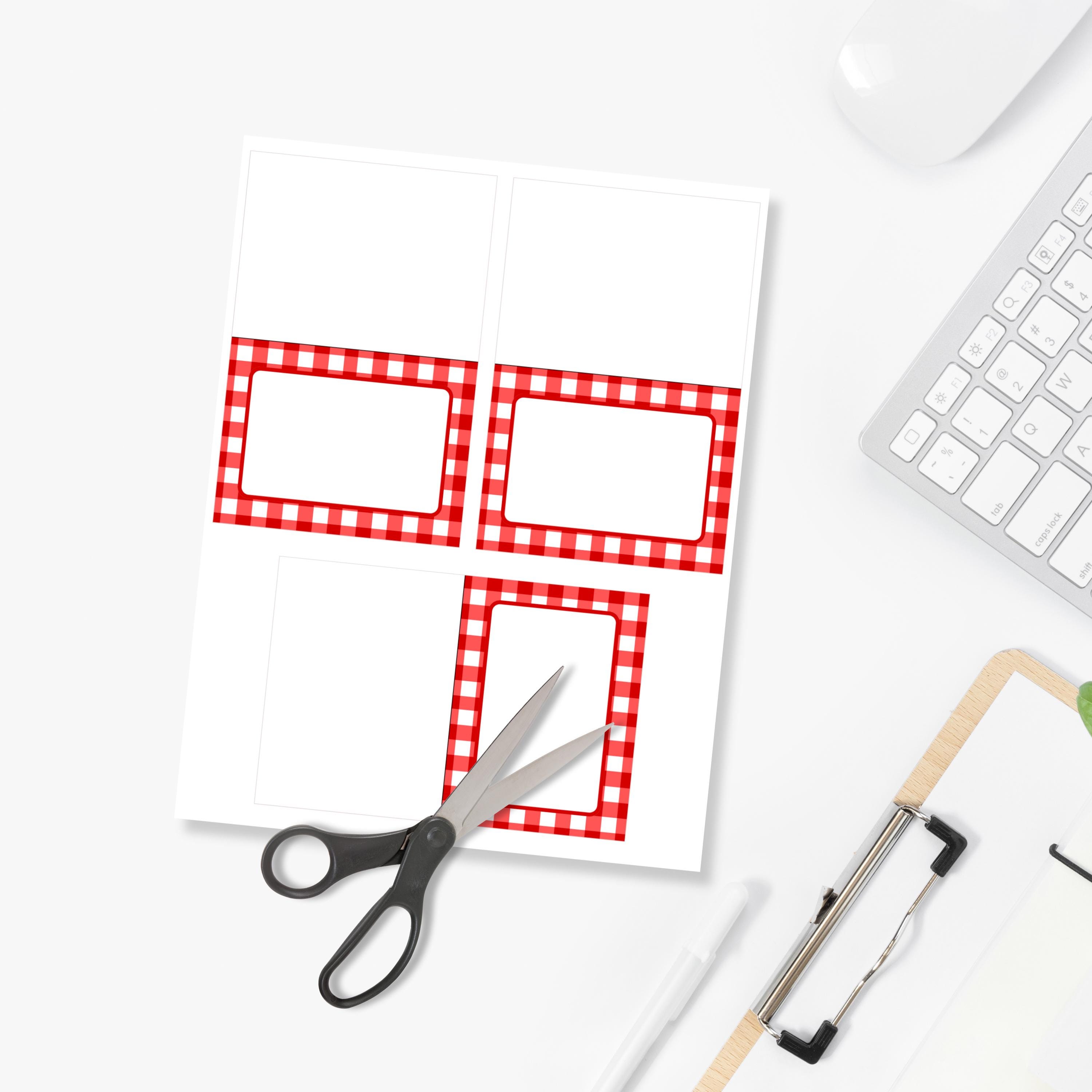 Printable Red Buffalo Gingham Print Food Labels, Name and Table Cards ...