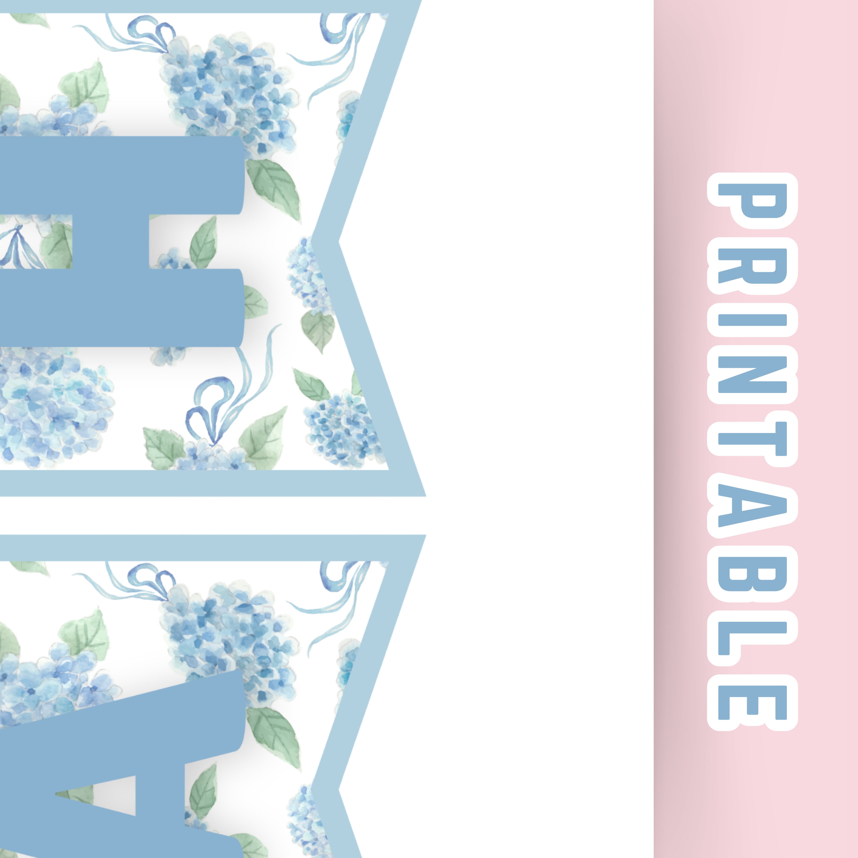 Printable Blue Hydrangea Mothers Day Banner Instant Download, Happy ...