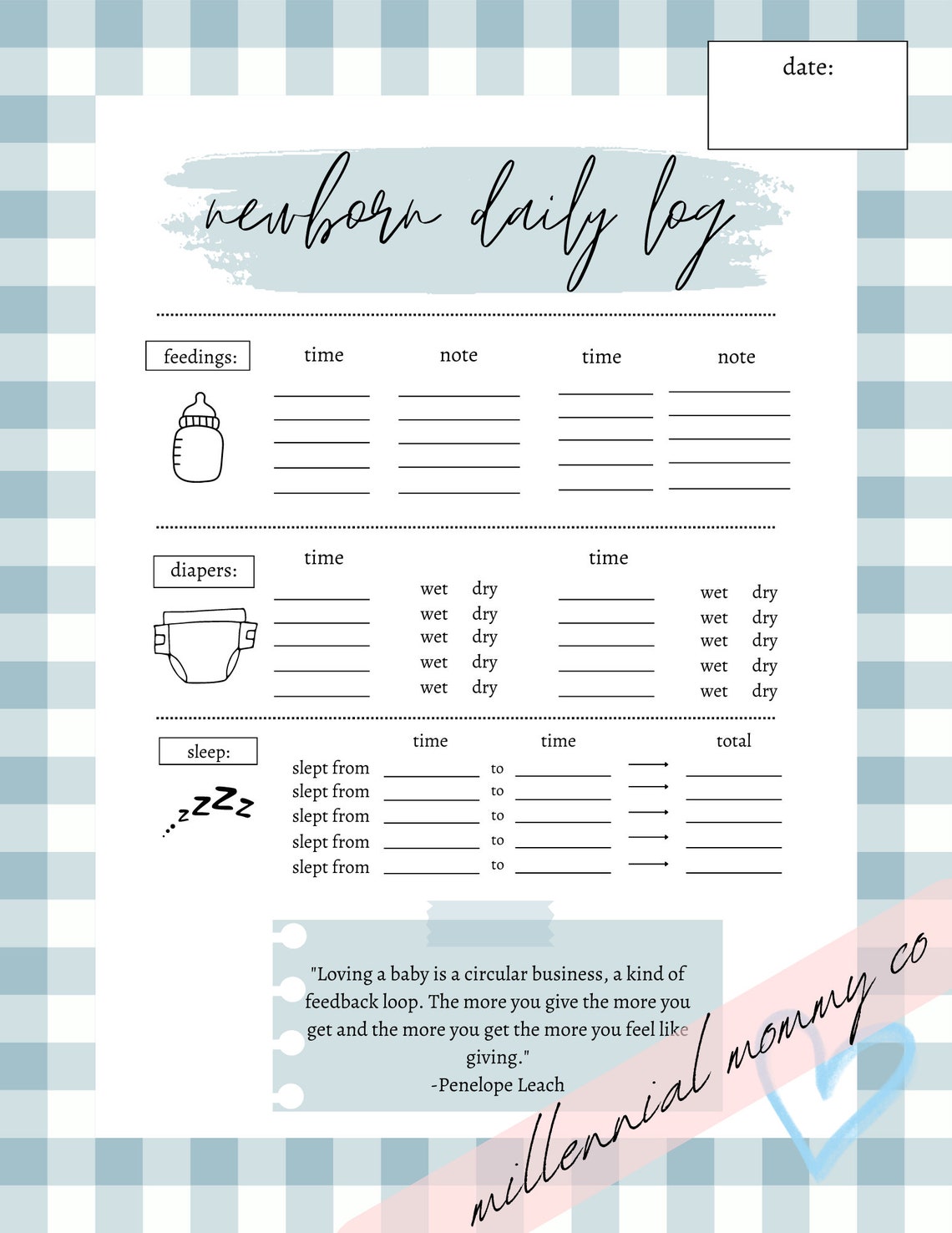 Newborn Daily Log newborn Checklist, Infant Daily Log, Newborn Feeding ...