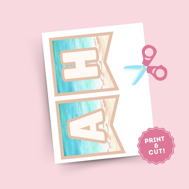 Printable Coastal Father's Day Banner Beach-themed 'happy Father's Day ...