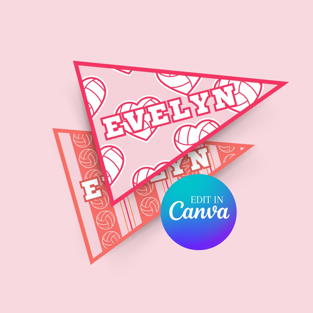 Custom Volleyball Name Pennants | Instant Download, Printable Banners ...
