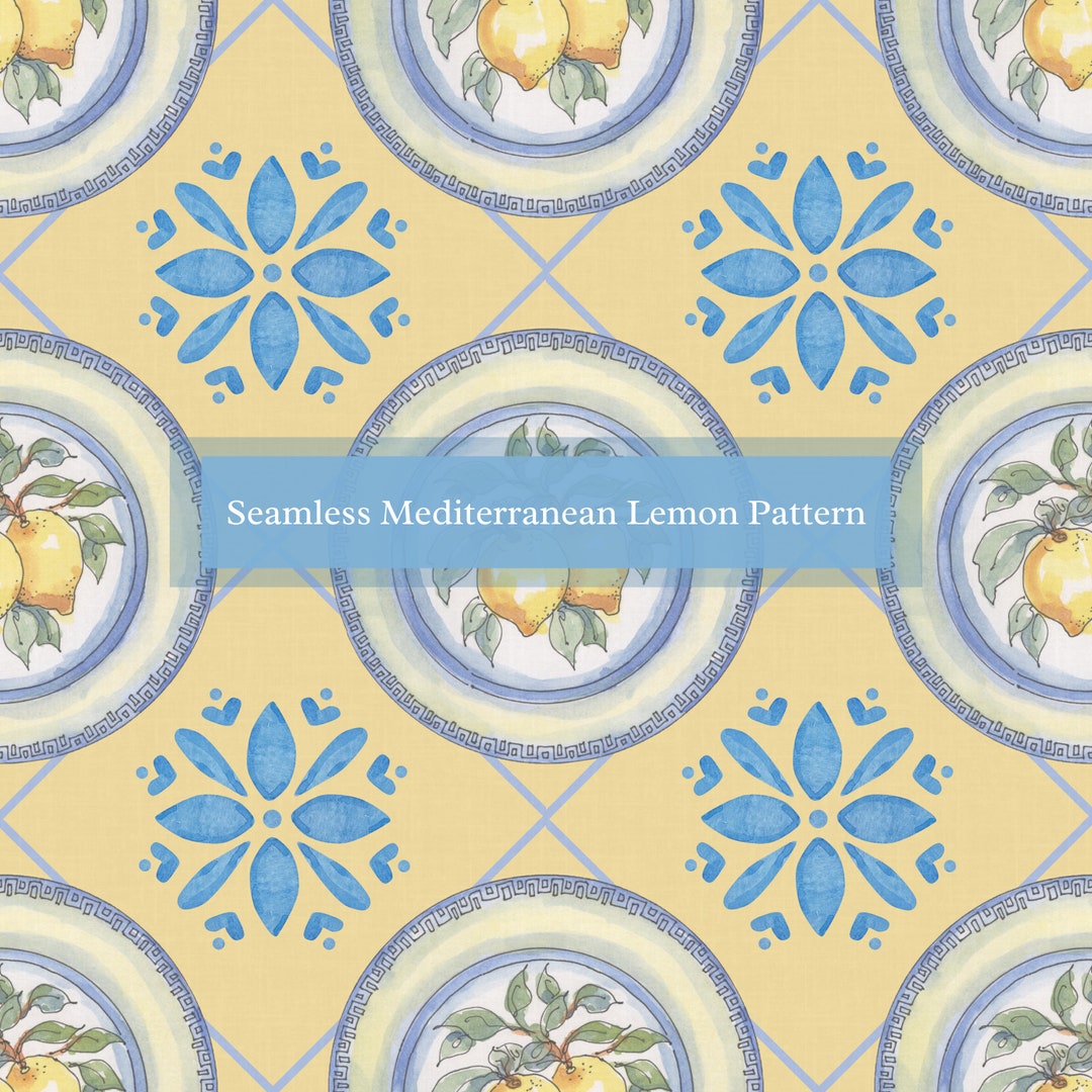 Seamless Mediterranean Lemon Pattern | Instant Download Maiolica Tile ...