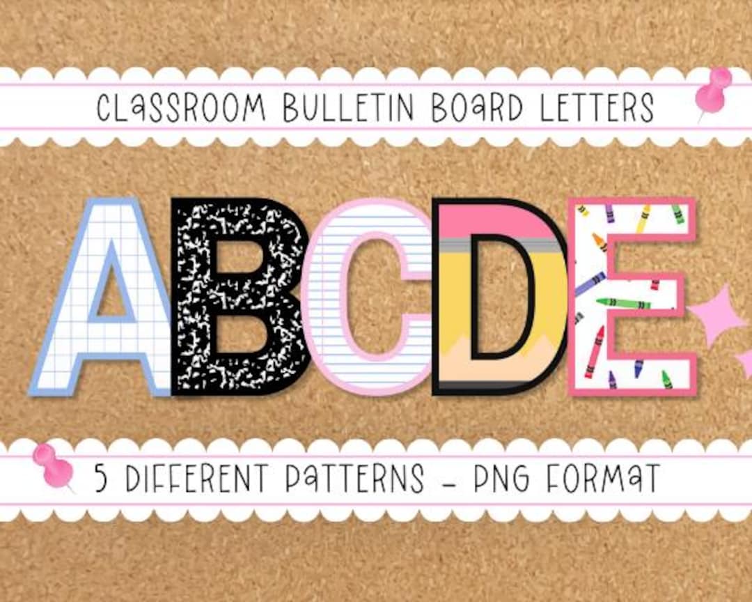 Printable Classroom Bulletin Board Letters, PNG | School Decor for ...