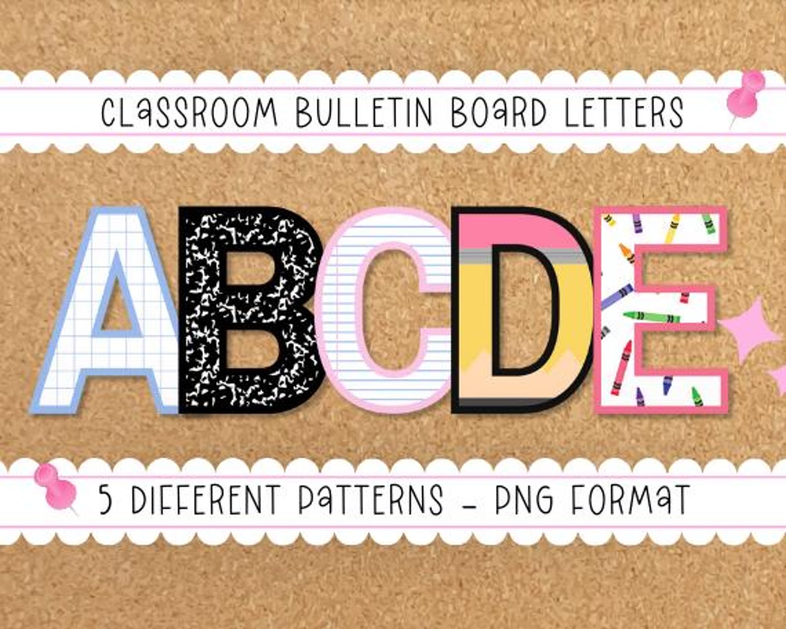Printable Classroom Bulletin Board Letters, PNG | School Decor for ...
