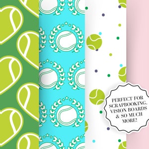 Seamless Tennis Digital Paper Bundle | Tennis Ball, Court, Patterns ...