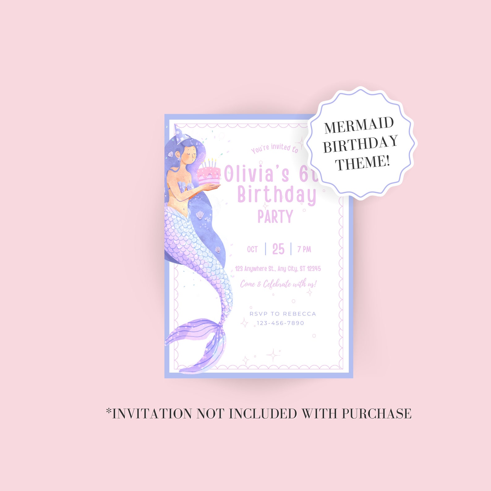 Printable Mermaid Themed Banner Mermaid Party Banner Birthday Party ...