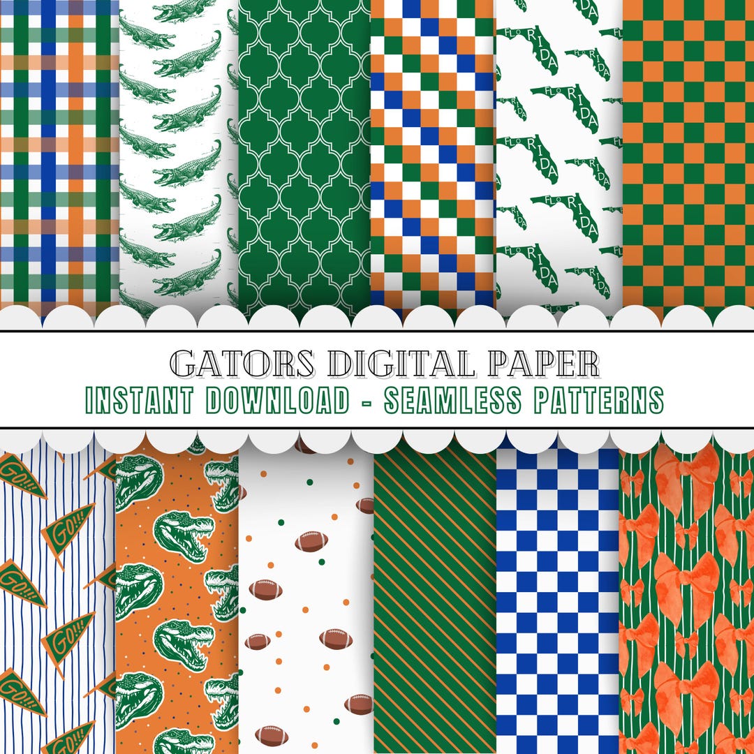 Seamless Gators Digital Paper Bundle | Instant Download, Printable ...
