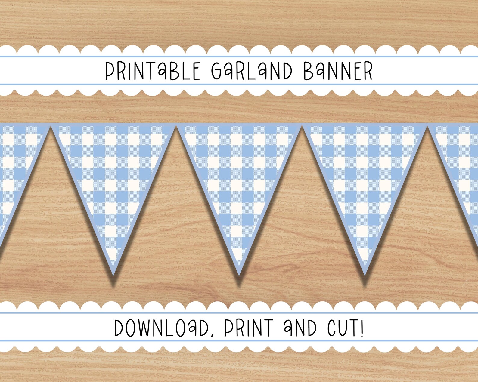 Printable Blue Gingham Banner | Classroom Decorations, Birthday Party ...
