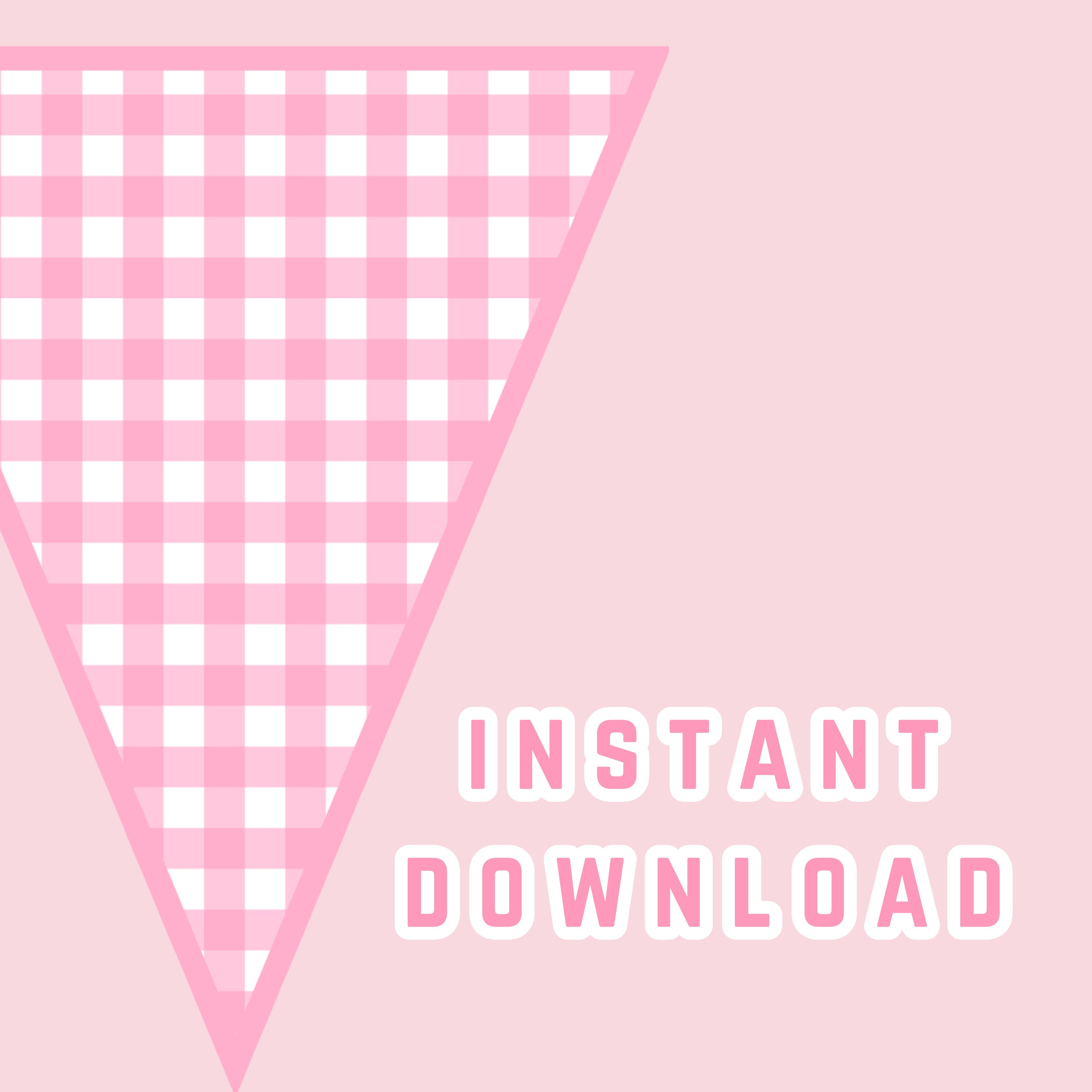 Printable Pink Gingham Banner | Coquette Aesthetic, Preppy, Girly ...