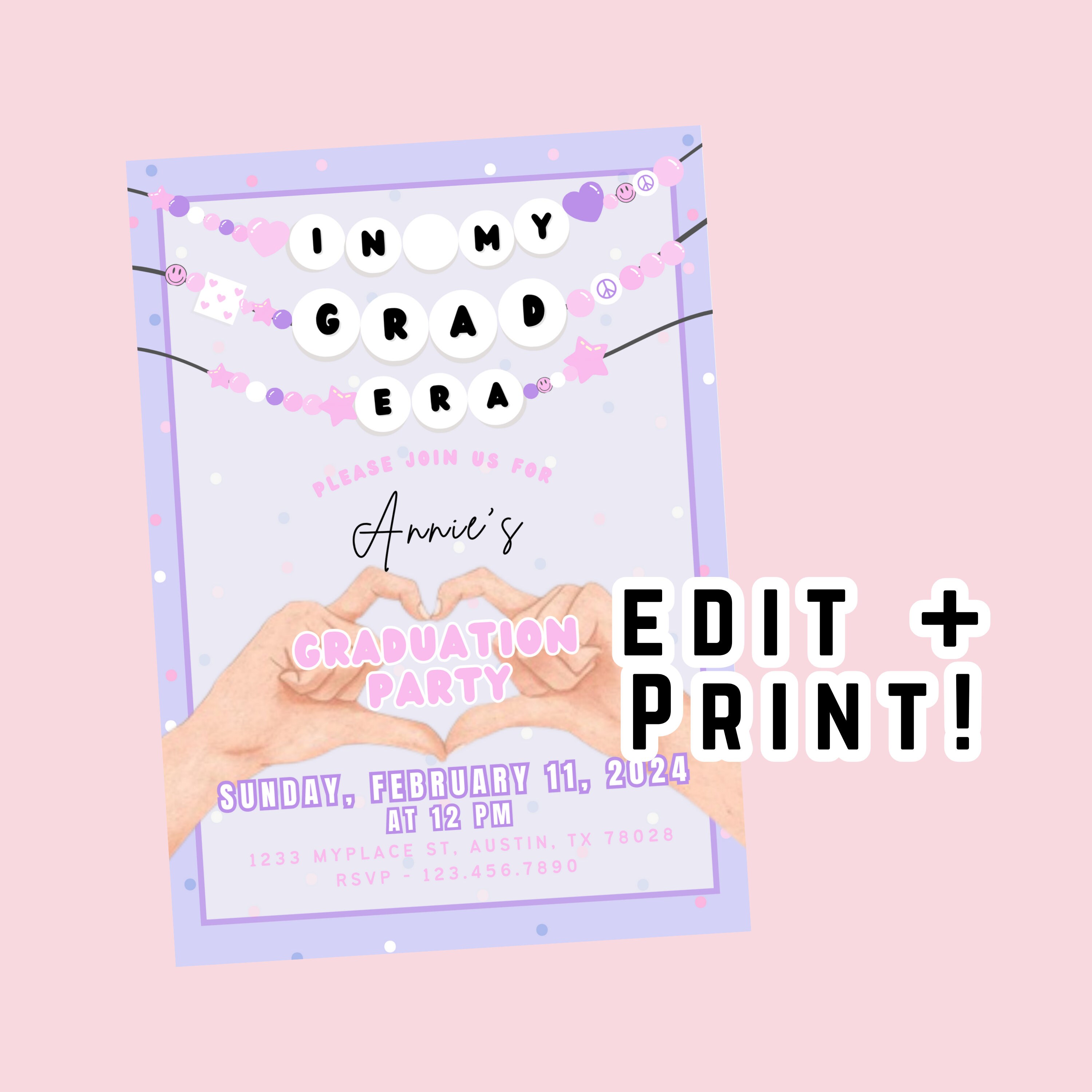 Custom Graduation Era Party Invitation Template | Editable Swiftie ...