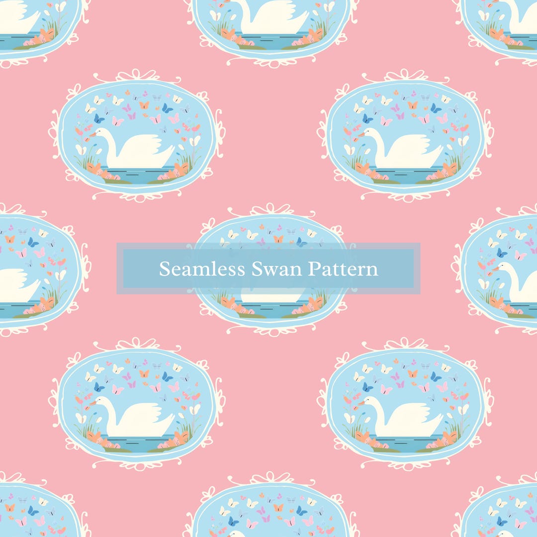 Seamless Swan Pattern | Commercial Use, Swan, Butterflies, Spring ...