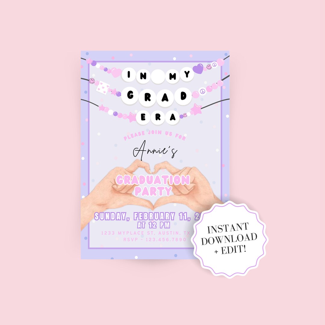 Custom Graduation Era Party Invitation Template | Editable Swiftie ...