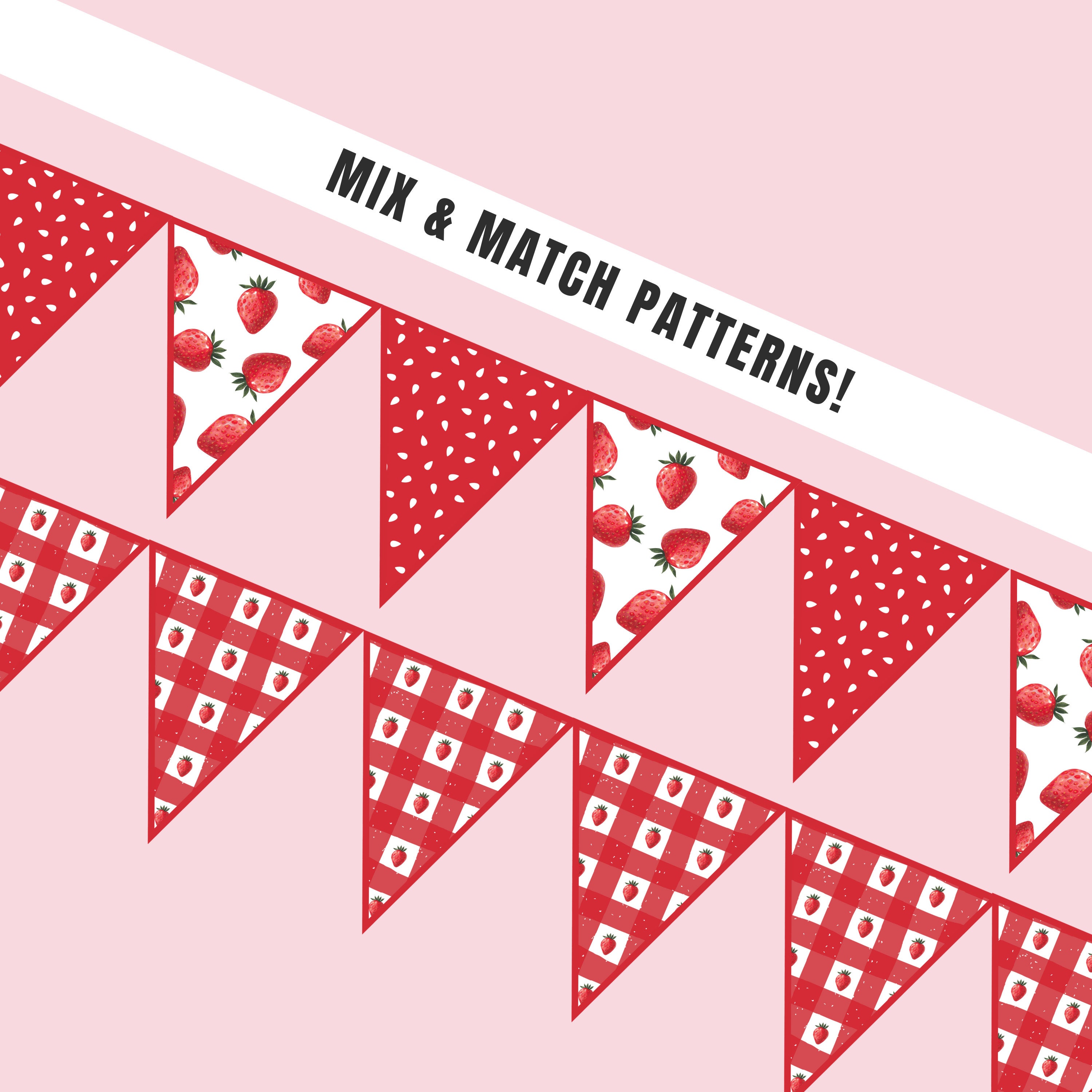 Printable Strawberry Banner Berry Sweet, Berry First Birthday Party ...