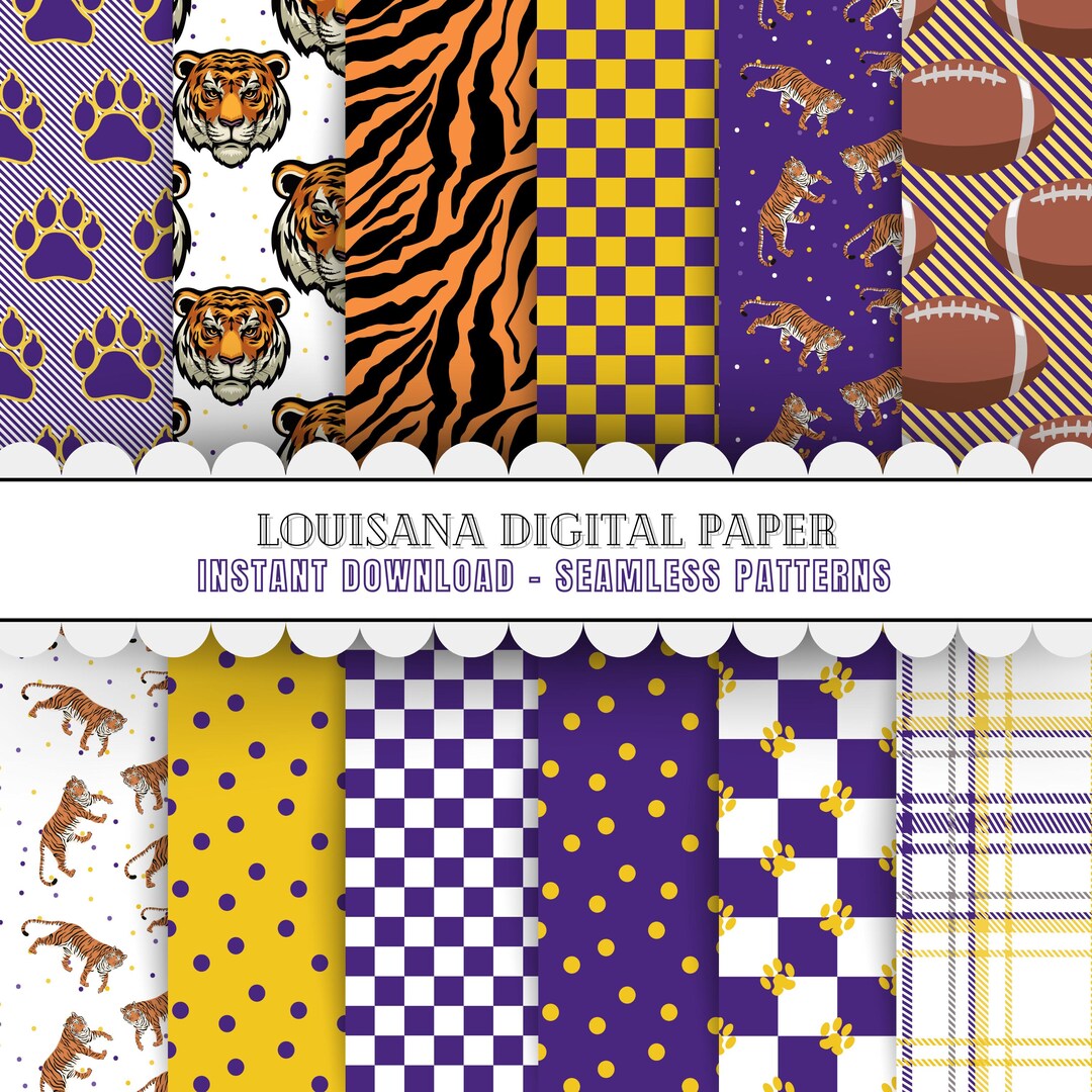 Louisiana Digital Paper Bundle Instant Download, Printable Purple and ...
