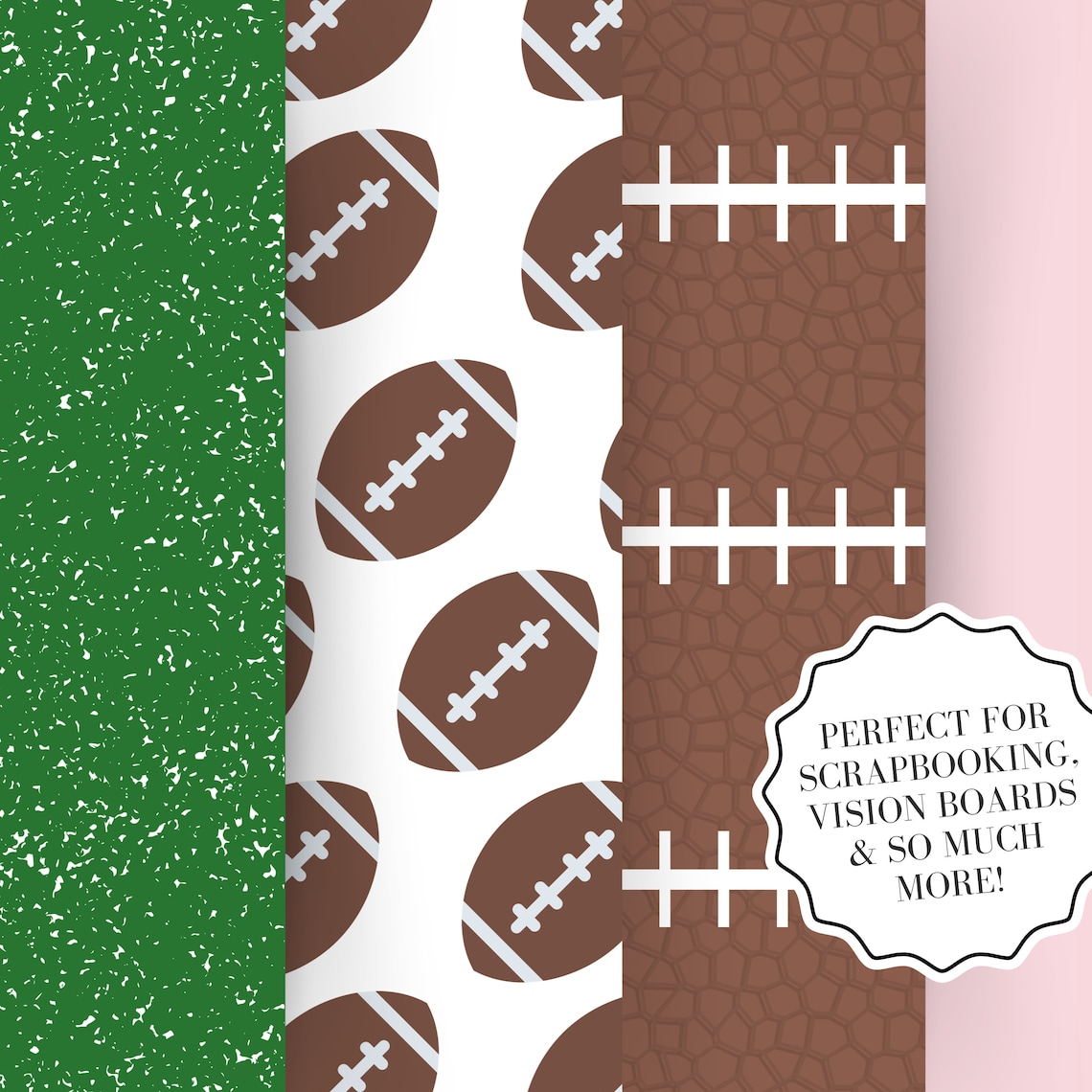 Football Digital Paper, Instant Download and Printable Papers for Craft ...