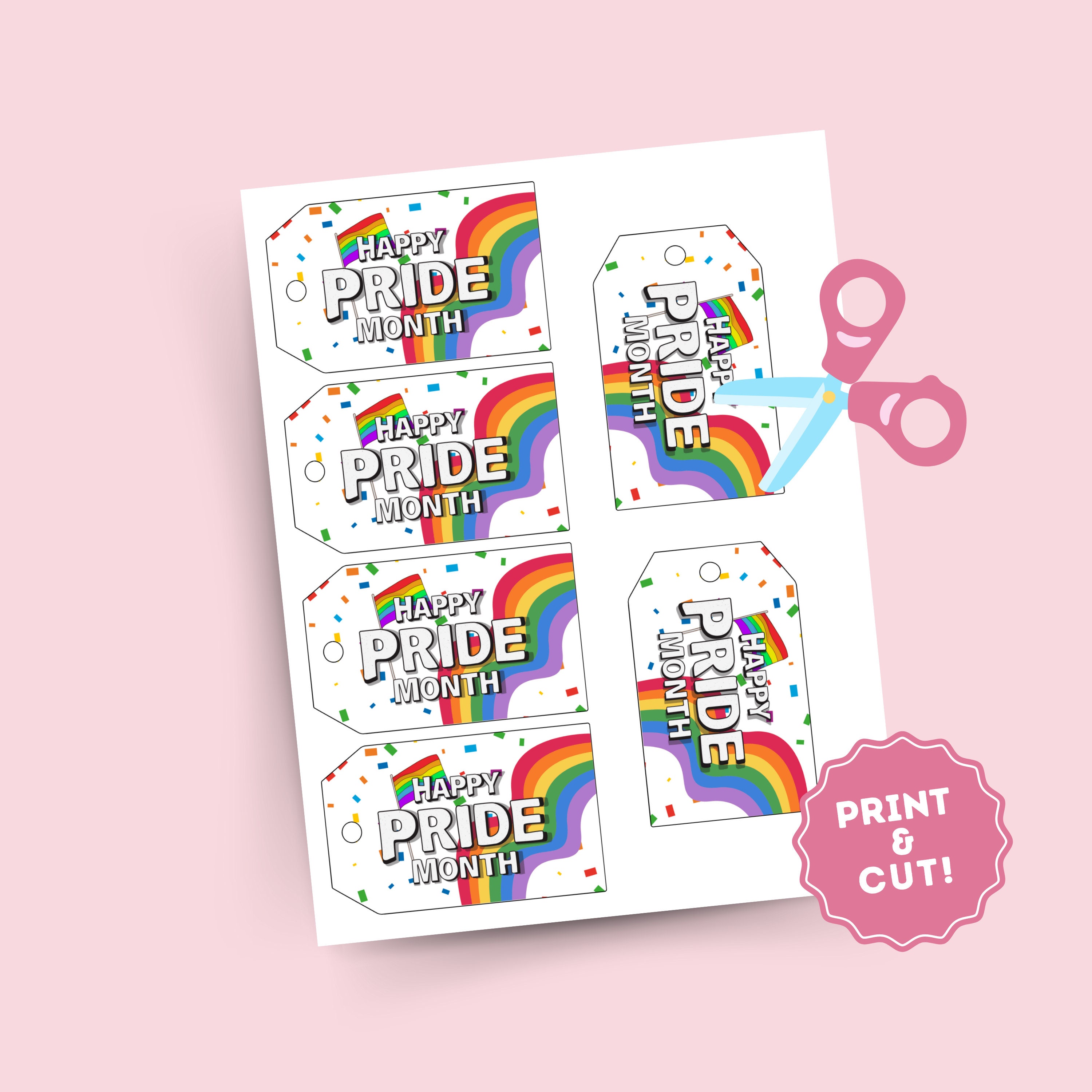 Printable Pride Month Tags | Instant Download, Printable Gift Tags for ...