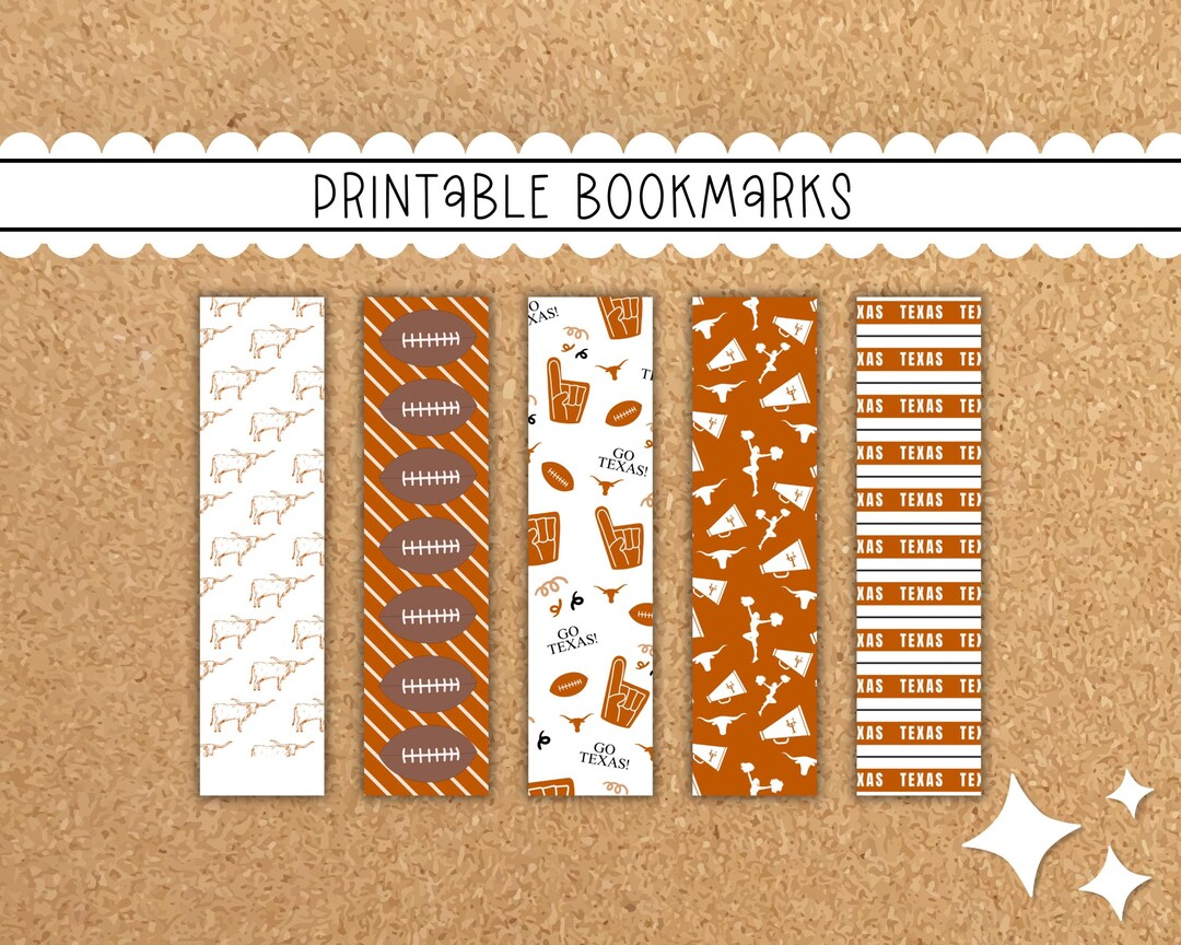 Printable Texas Football Bookmarks | Instant Download Bookmarks for ...