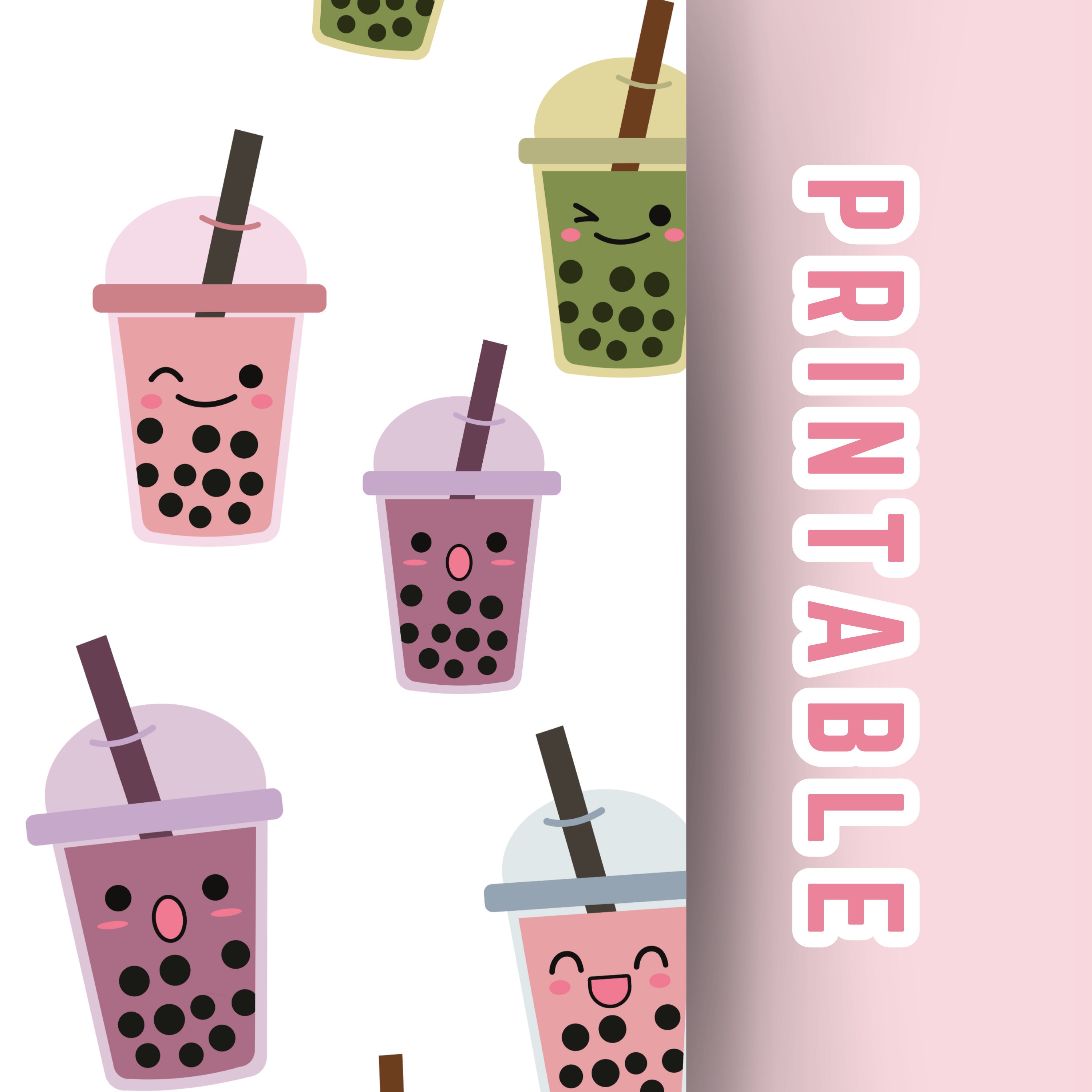 Boba Tea Themed Seamless Digital Paper Bundle Instant Download Matcha ...