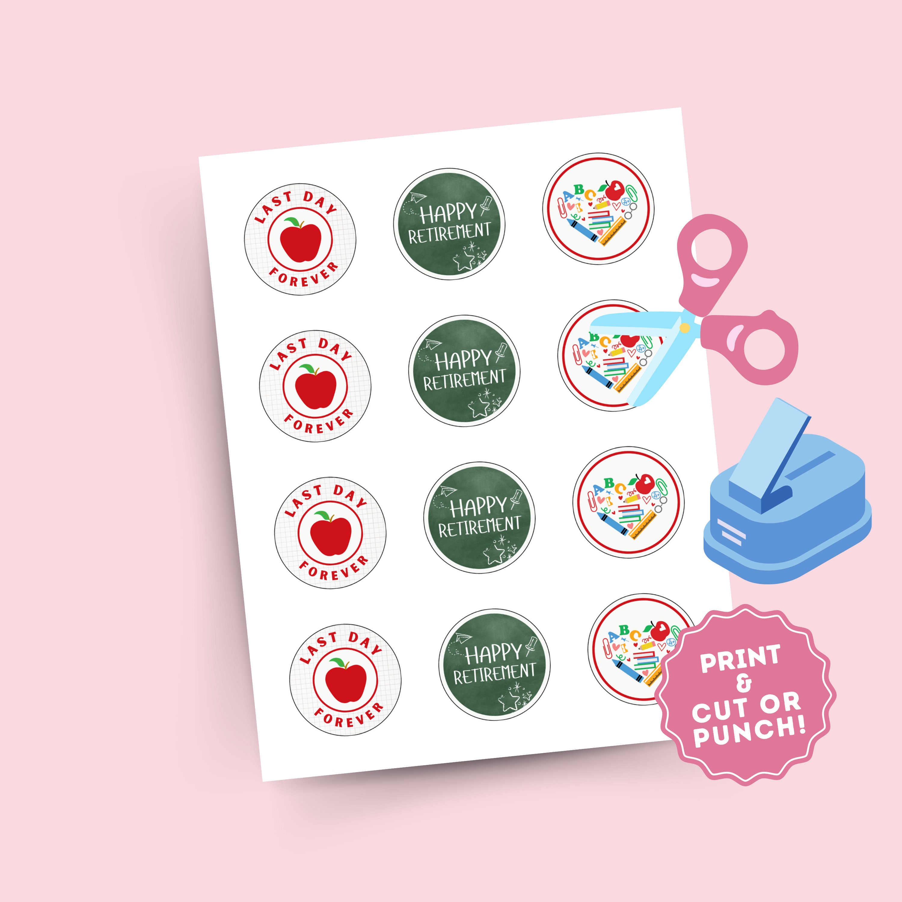 Printable Teacher Retirement Cupcake Toppers School, Teacher Themed ...