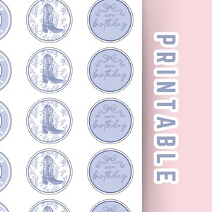 Coastal Cowgirl Birthday Cupcake Toppers | Coastal Grandmother Birthday ...