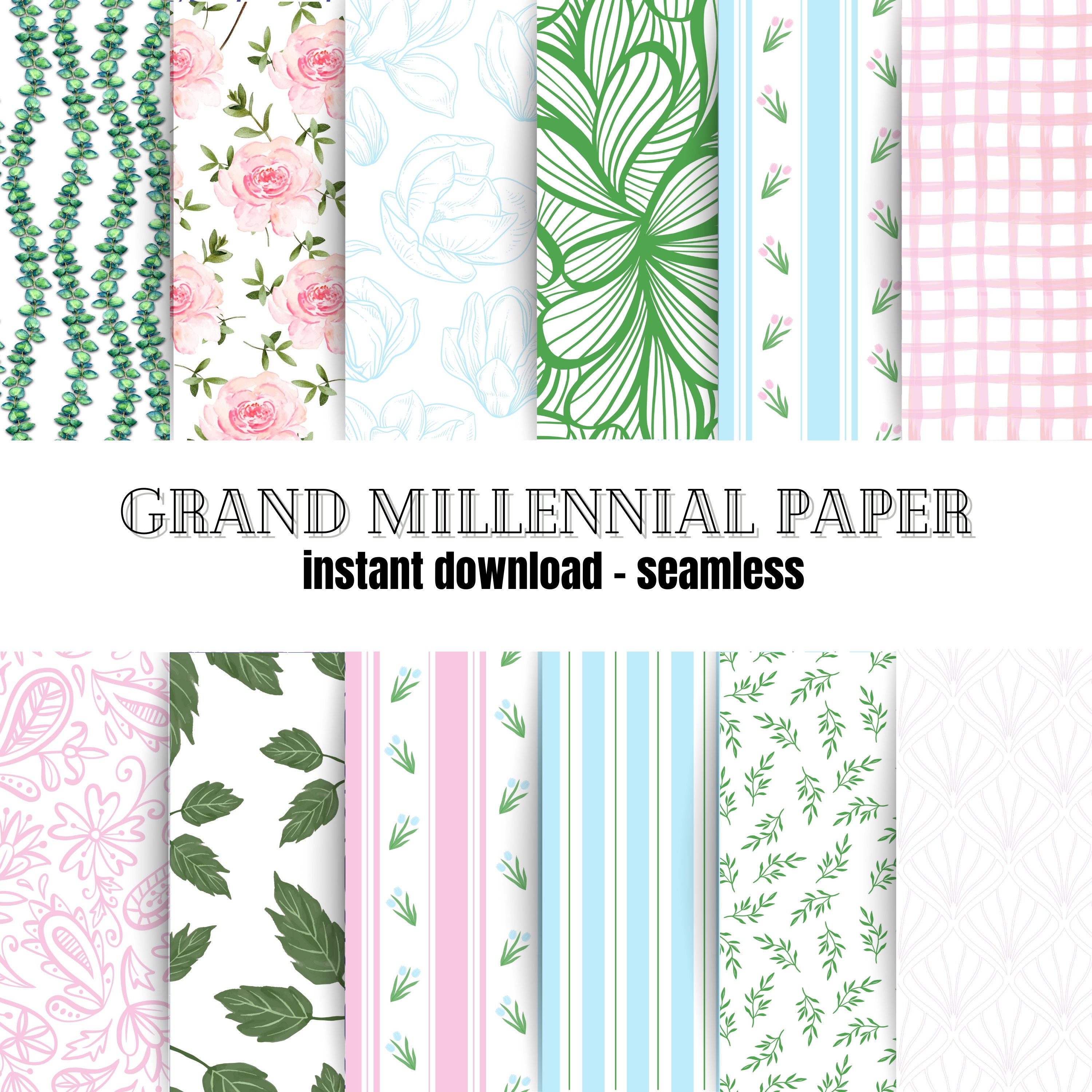 Grand Millennial Digital Papers instant Download, Scrapbooking, Crafts ...
