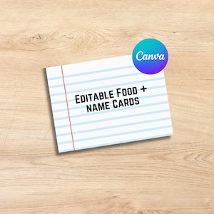 Printable School Themed Food and Name, Table Cards | Notebook Paper ...