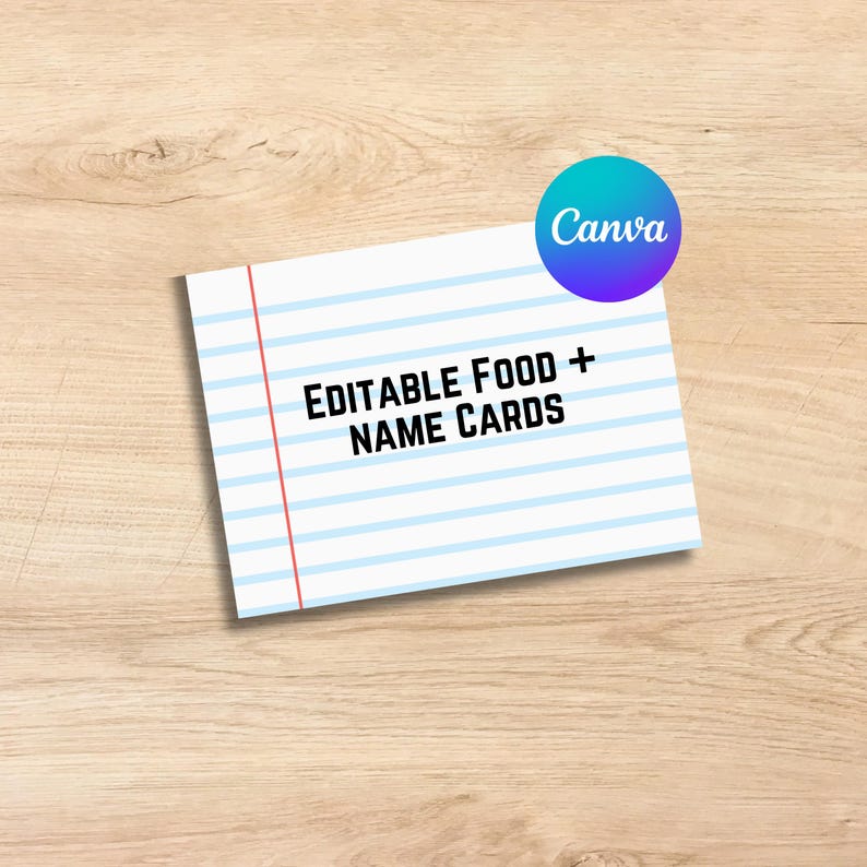Printable School Themed Food and Name, Table Cards | Notebook Paper ...