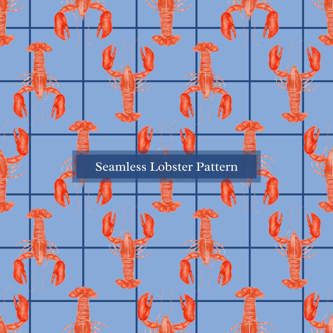 Seamless Lobster Pattern | Digital Paper | Light Blue, Navy, Red ...