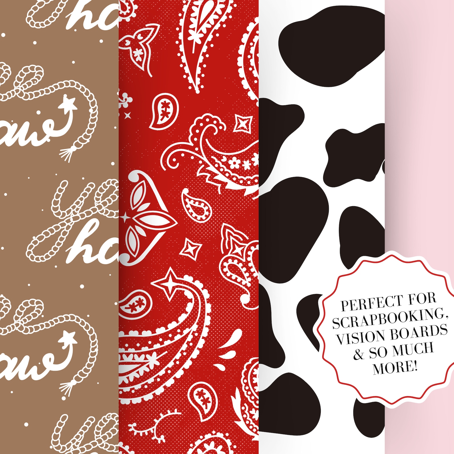 Western Cowboy Digital Paper Bundle Instant Download, Printable ...