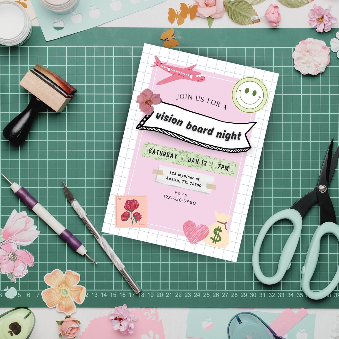 Vision Board Girls Night Invitation Template, Goal Setting Party, Girls ...