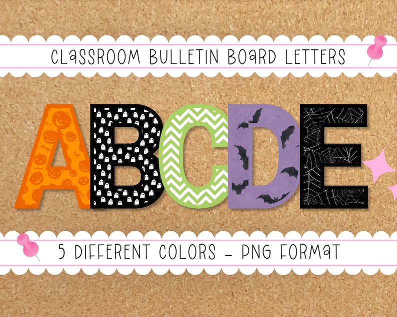 Halloween Bulletin Board Letters, PNG | Instant Download, Printable ...