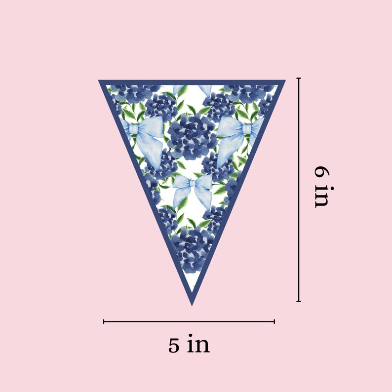 Printable Blue Hydrangea Bow Banner Instant Download Party Decorations ...